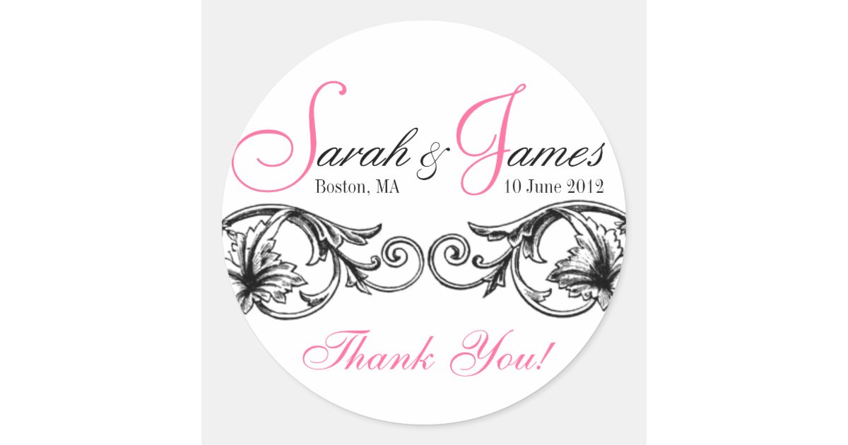 Customizable Wedding Favor or Cake Box Labels Pink | Zazzle