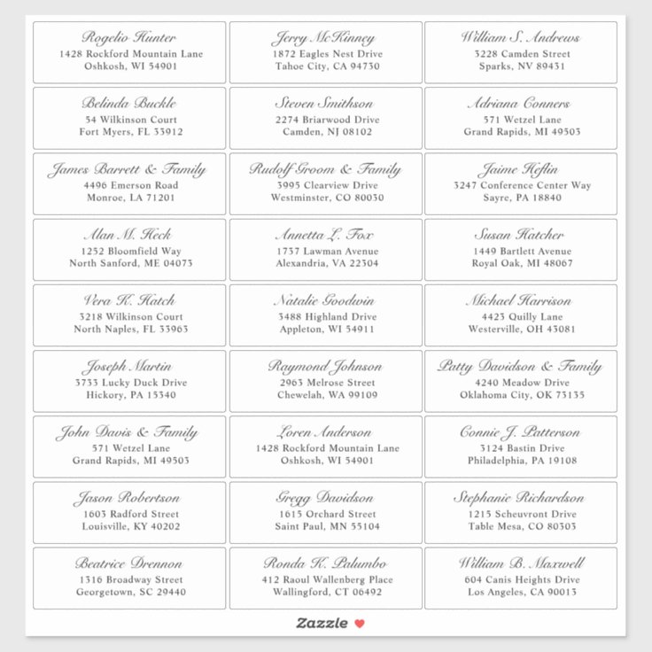 Customizable wedding guest address labels sticker | Zazzle