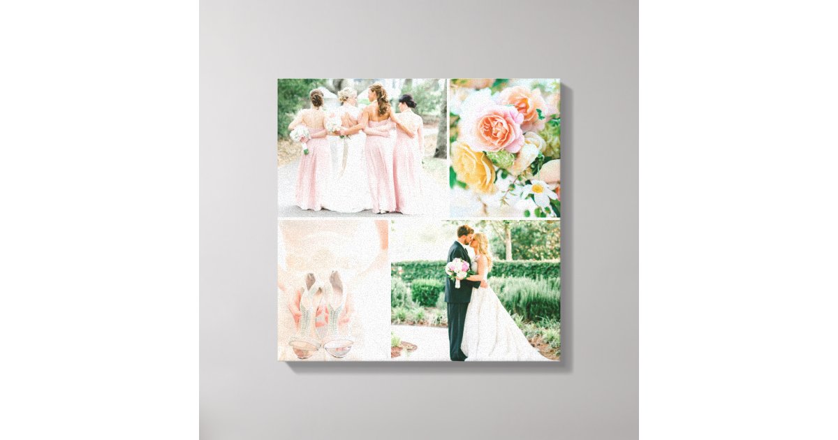 Customizable Wedding Photo Collage Canvas Print | Zazzle