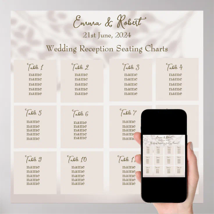 Customizable Wedding Seating Chart | Zazzle