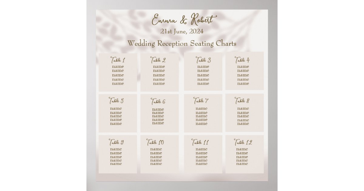 Customizable Wedding Seating Chart | Zazzle