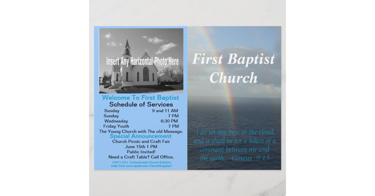 Customizable Weekly Church Bulletin (Inside Blank) | Zazzle.com