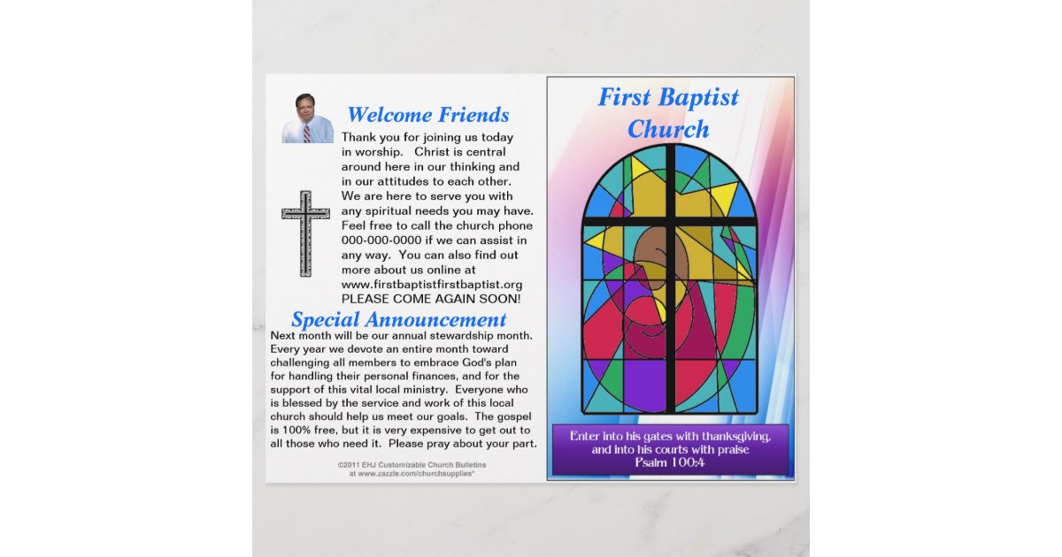 Customizable Weekly Church Bulletin (Inside Blank) | Zazzle.com