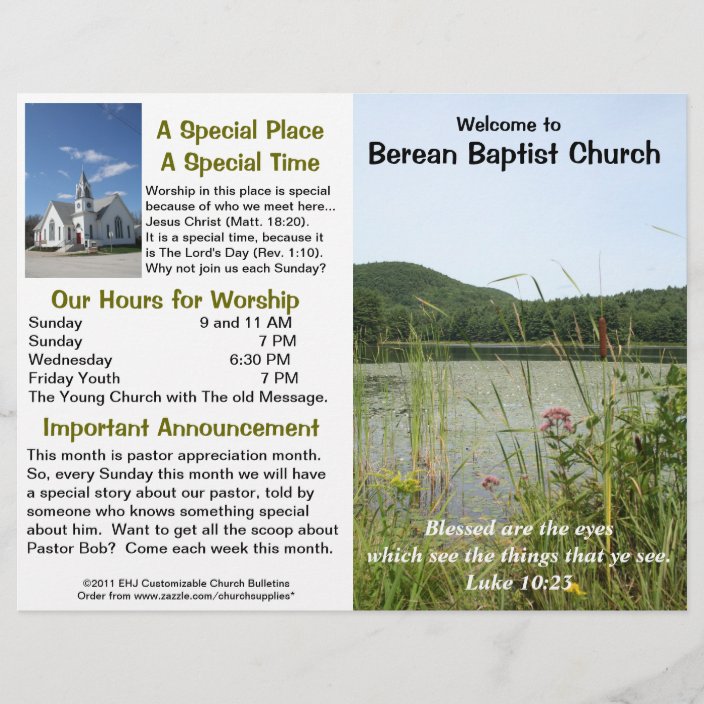 Customizable Weekly Church Bulletin (Outside Only) | Zazzle.com