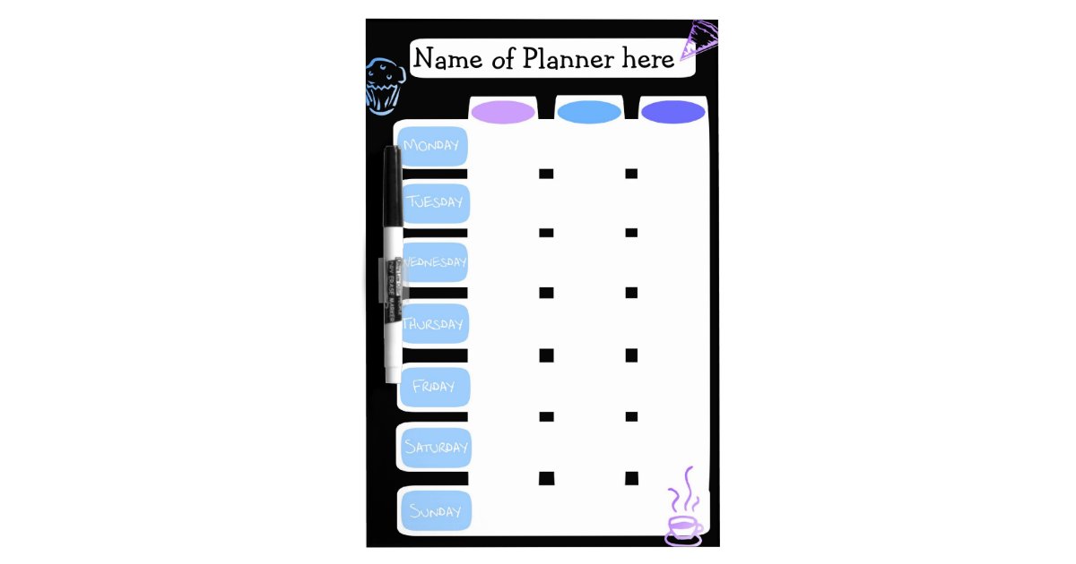 Customizable weekly Meal , Shopping list Planner Dry Erase Board | Zazzle
