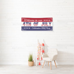 Customizable Welcome 4th of July Stars and Stripes Banner | Zazzle