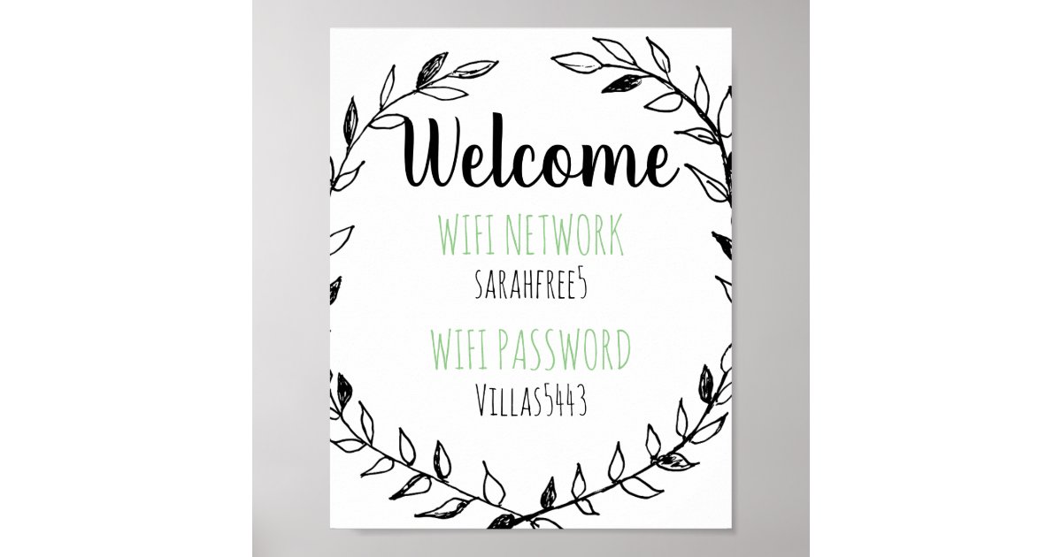 Customizable Welcome Wifi password sign | Zazzle