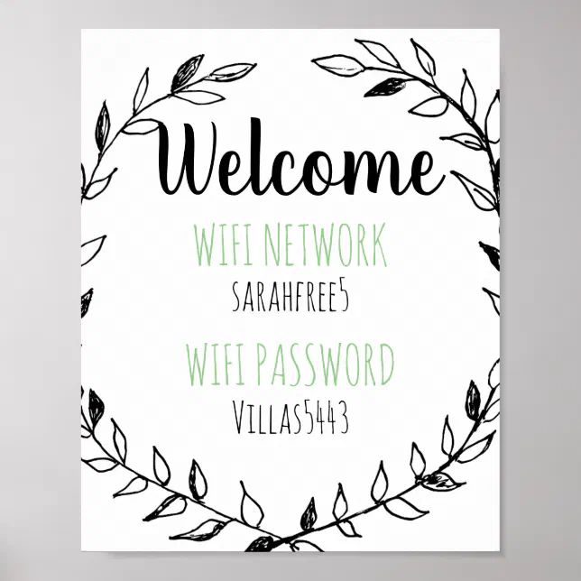 Customizable Welcome Wifi password sign | Zazzle
