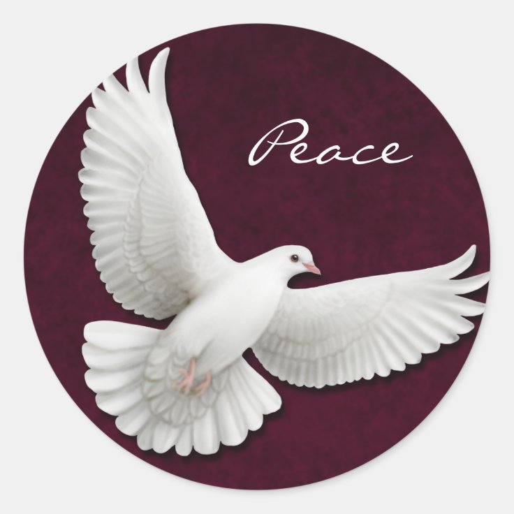 Customizable White Dove on Maroon Sticker | Zazzle