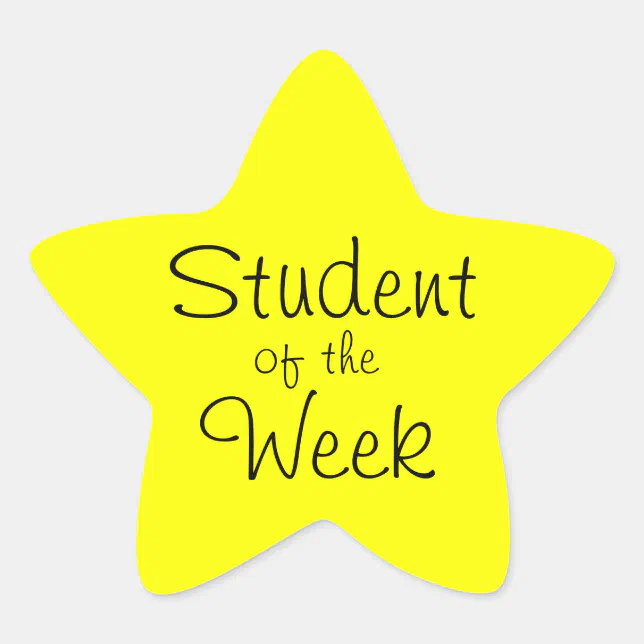 Customizable Yellow Star Student Of The Week Star Sticker | Zazzle
