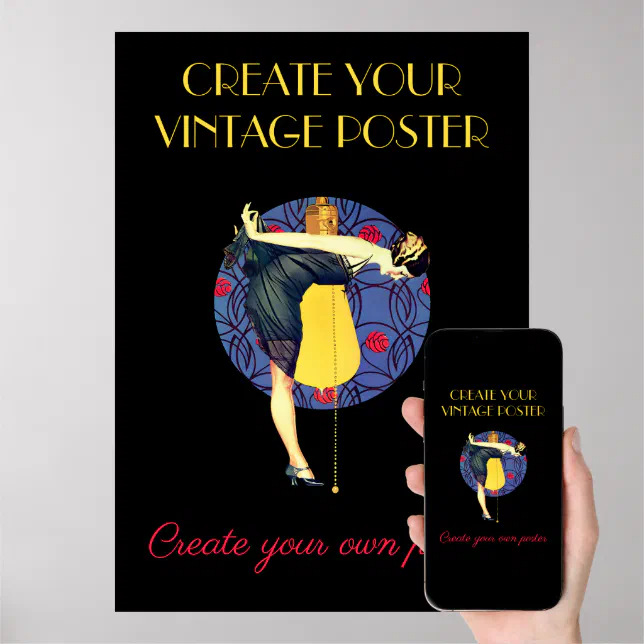 Customize Art Deco Illustration of a Pin-Up Girl Poster | Zazzle