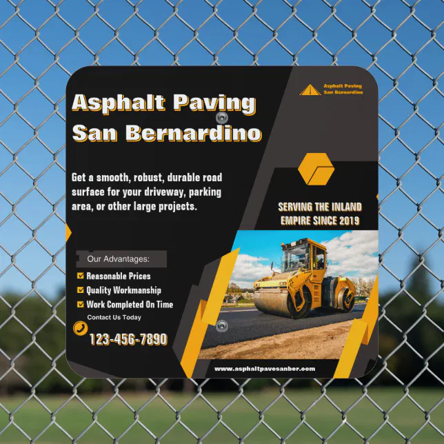 Customize Asphalt Paving Business Jobsite Promo Fe Metal Sign | Zazzle