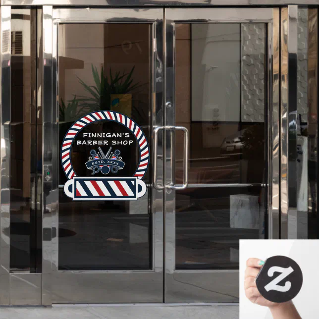 Customize Barber Shop Pole Colors Front Window Cling | Zazzle