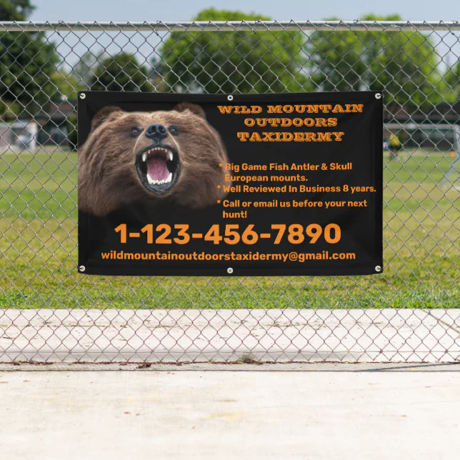 Customize Bear Large Game Taxidermy Shop Banner | Zazzle