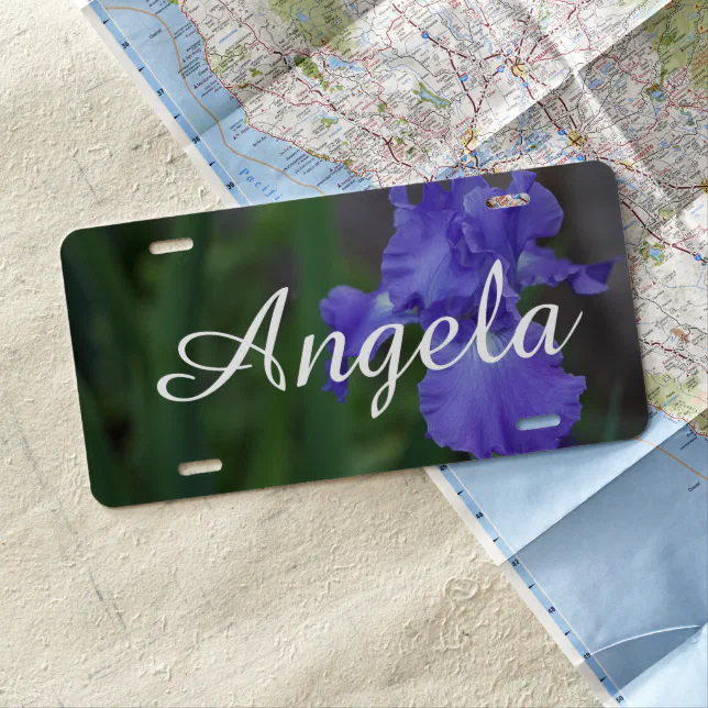Customize Beautiful Blue Iris in Bloom License Plate | Zazzle