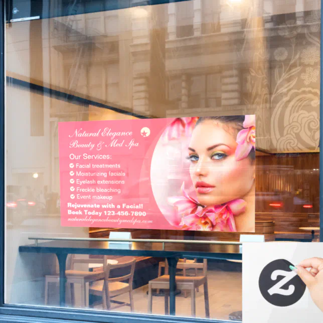 Customize Beauty Treatment Med Spa Pink Large Window Cling | Zazzle