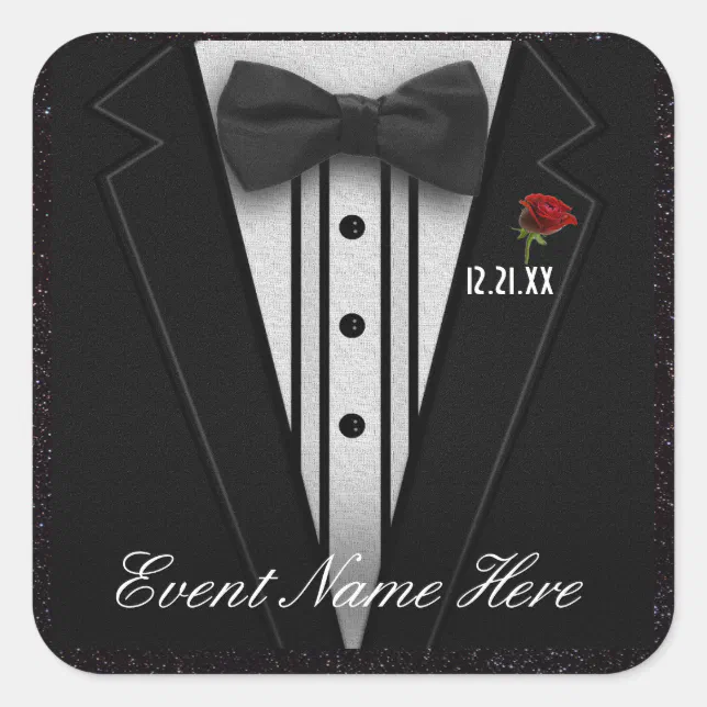 Customize Black Tuxedo and Night Sky Square Sticker | Zazzle