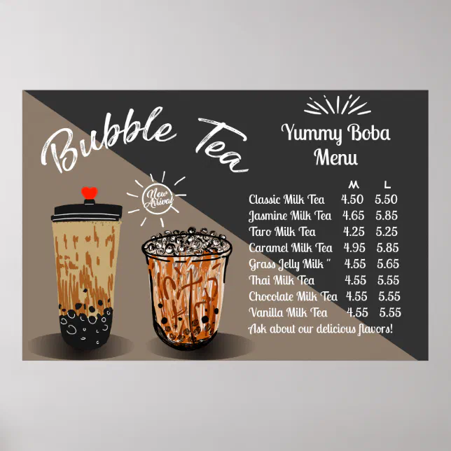Customize Bubble Tea Boba Donut Shop Large Poster | Zazzle