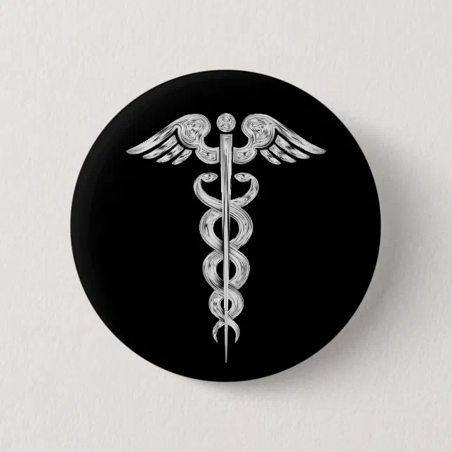 Customize - Caduceus Medical Symbol Snake Staff Button | Zazzle
