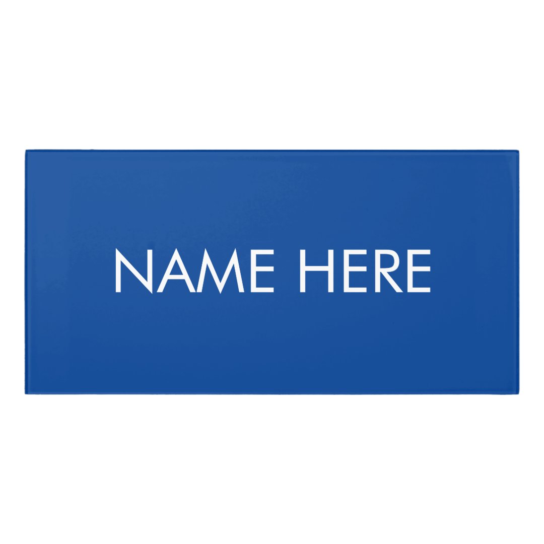 customize, change name text blue white door sign | Zazzle