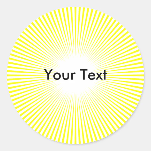 Customize Circle Sun Rays Yellow Sticker | Zazzle