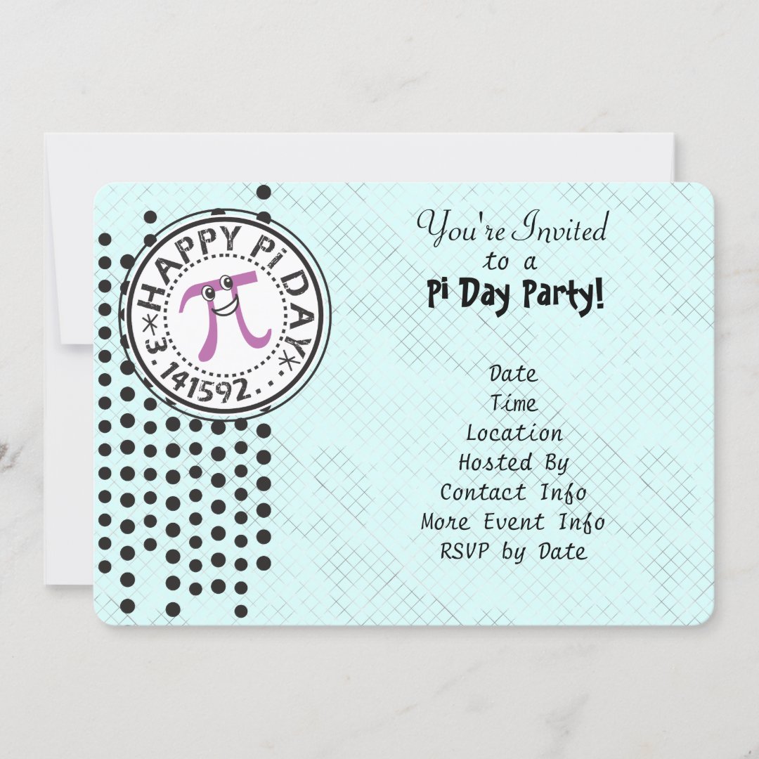 Customize - Cute Polka Dot Happy Pi Day Party Invitation | Zazzle