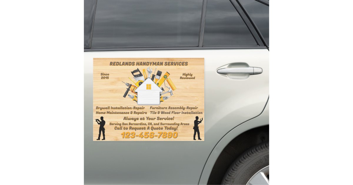 Customize Detailed Handyman Business Truck Van Car Magnet | Zazzle