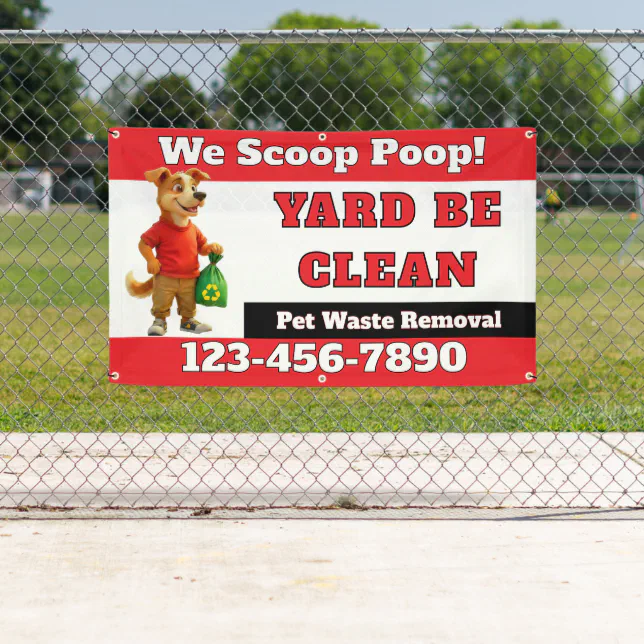 Customize Dog Poop Scoop Business Promotional Banner | Zazzle