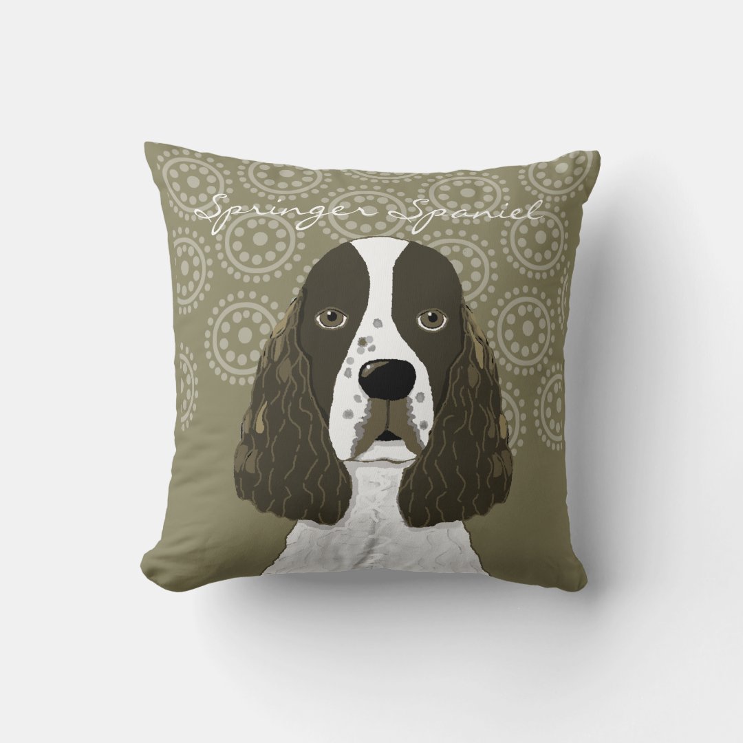Customize English Springer Spaniel in Brown White Throw Pillow | Zazzle