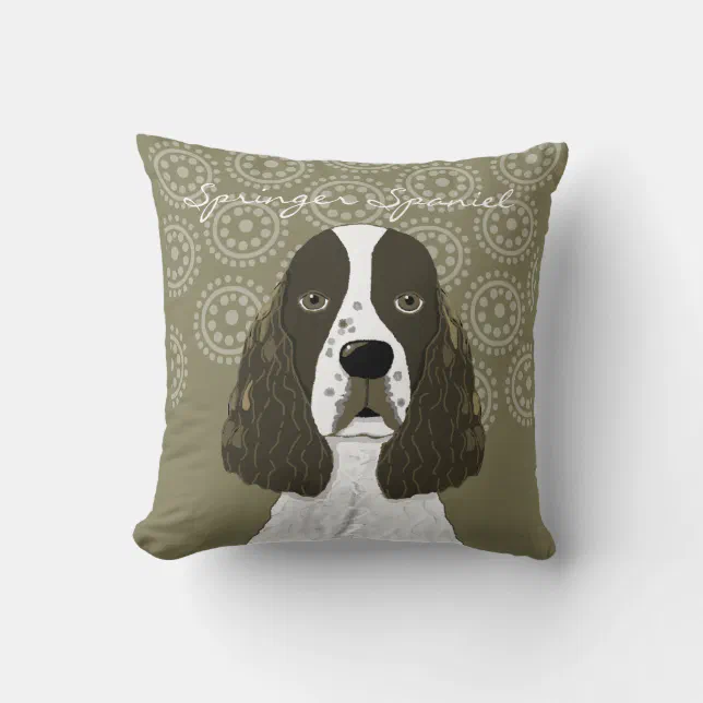 Customize English Springer Spaniel in Brown White Throw Pillow | Zazzle