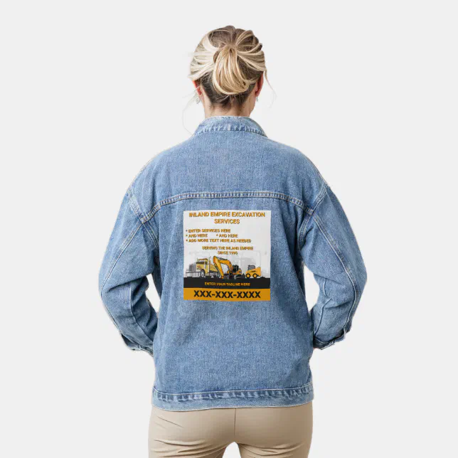 Customize Excavation General Contractor Constructi Denim Jacket | Zazzle