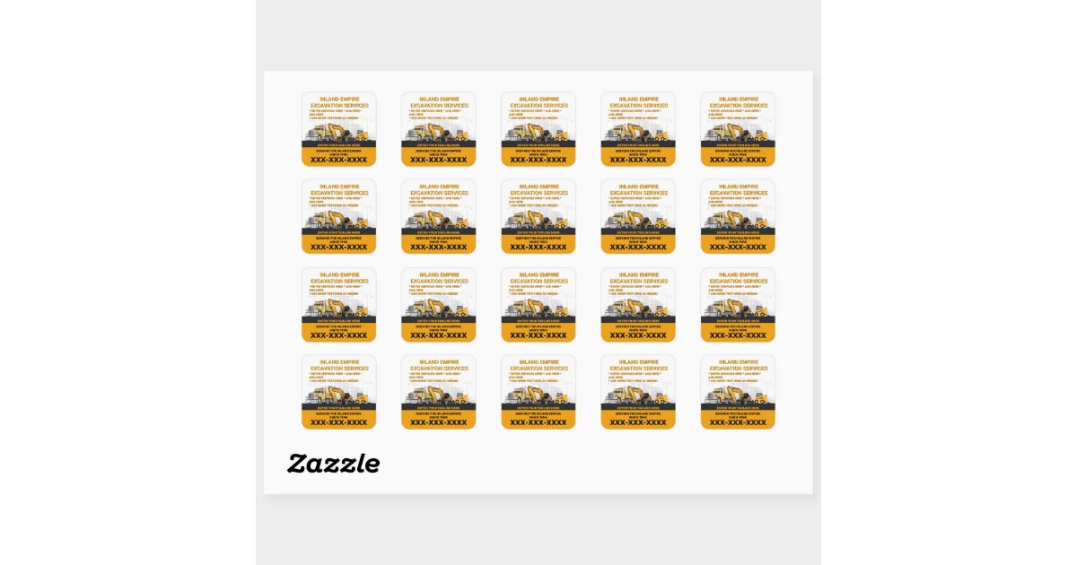 Customize Excavation General Contractor Constructi Square Sticker | Zazzle