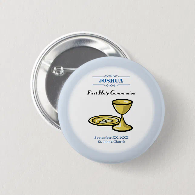 Customize, First Communion Body and Blood Button | Zazzle