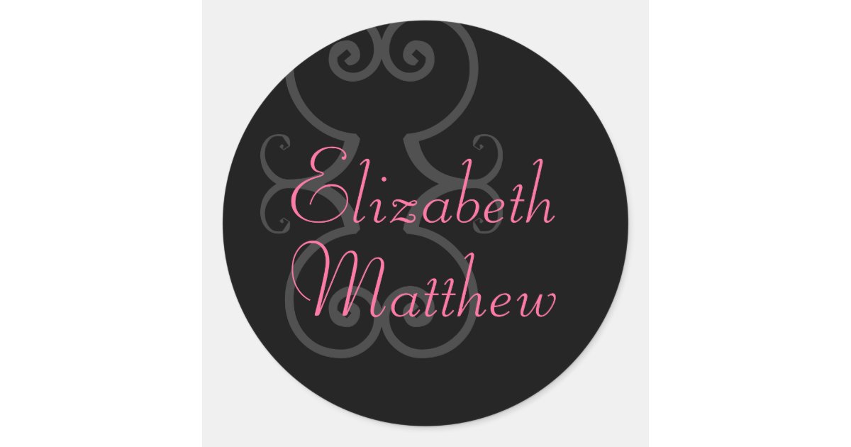 Customize First Names Elegant Black Seal Sticker | Zazzle