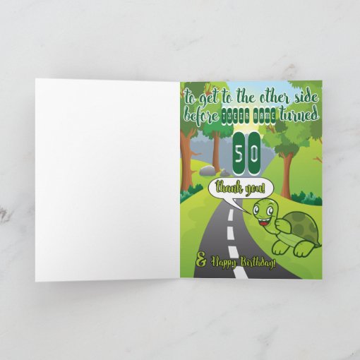 CUSTOMIZE FunnY Turtle Cross the Road Birthday Card | Zazzle