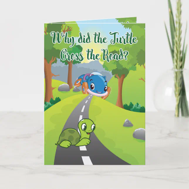 CUSTOMIZE FunnY Turtle Cross the Road Birthday Card | Zazzle