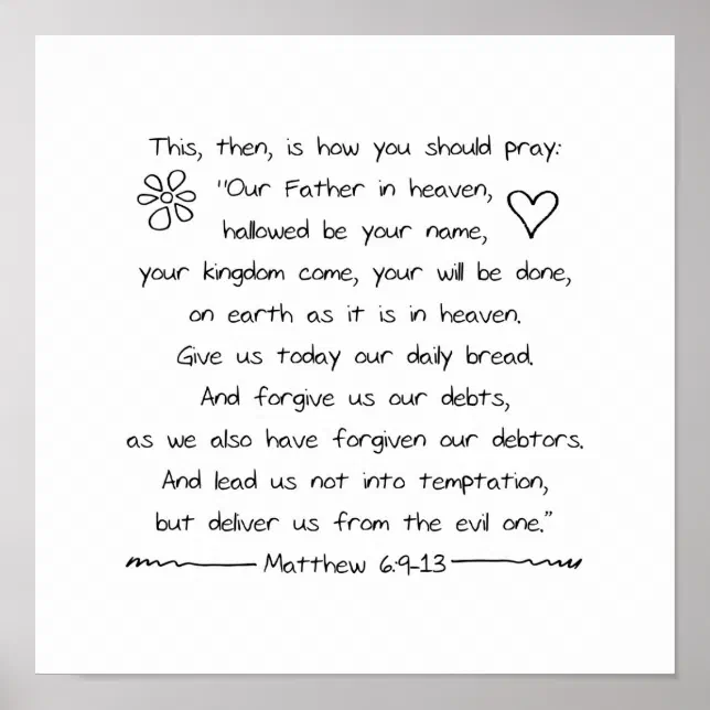 Customize Handwriting Bible Verse The Lords Prayer Poster | Zazzle