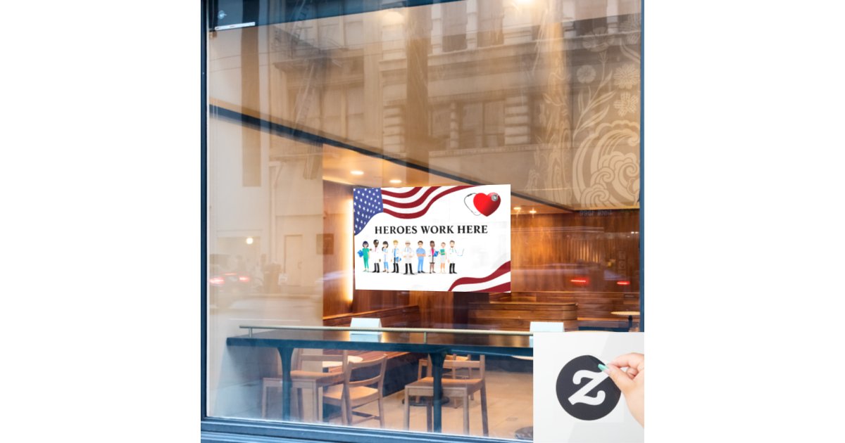 Customize Hospital Heroes Work Here Icon Staff Window Cling | Zazzle