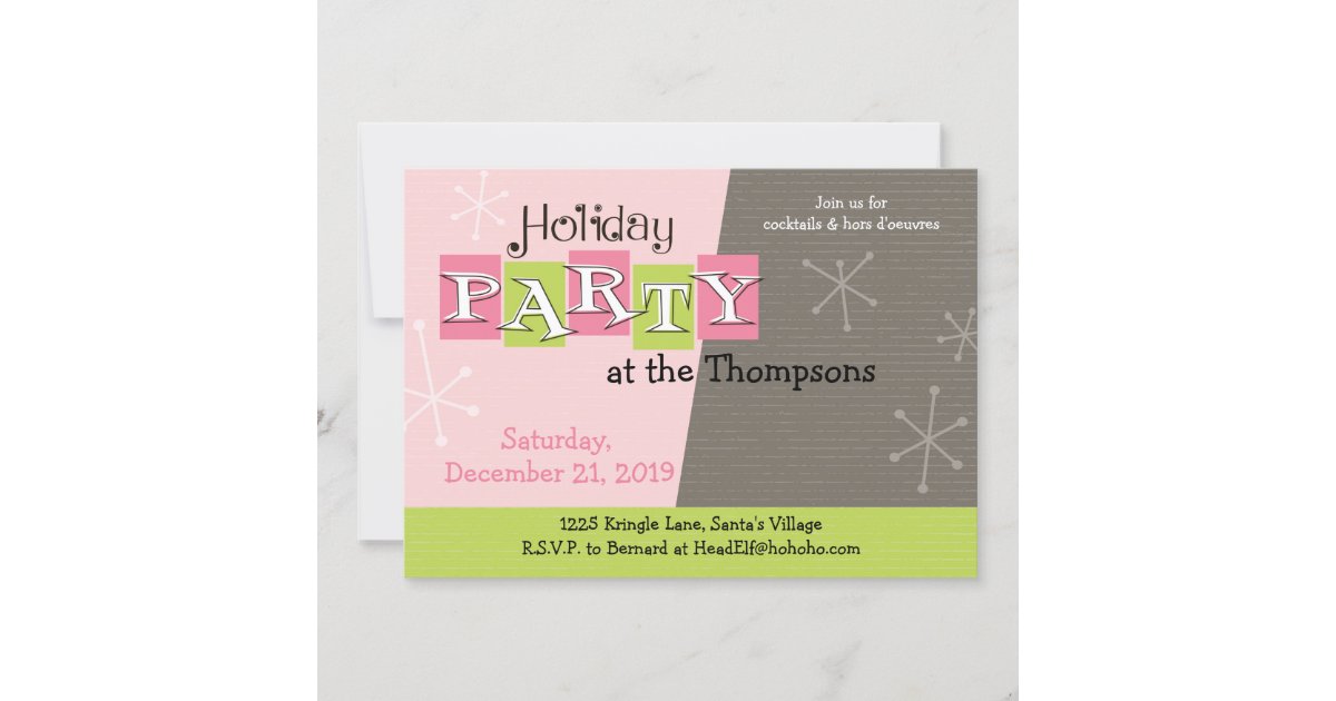 CUSTOMIZE IT -Atomic Retro Holiday Party Invite | Zazzle
