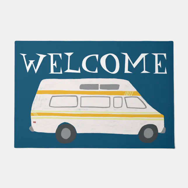 Customize it! WELCOME Camper Vintage Vanlife RV Doormat | Zazzle