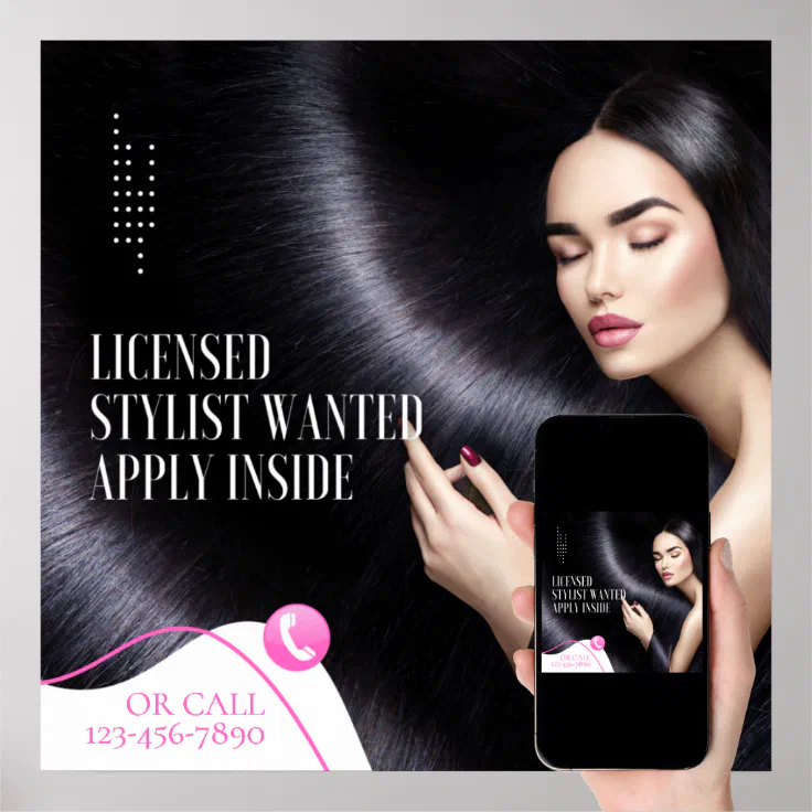 Customize Licensed Hair Stylist Wanted Apply Insid Poster | Zazzle