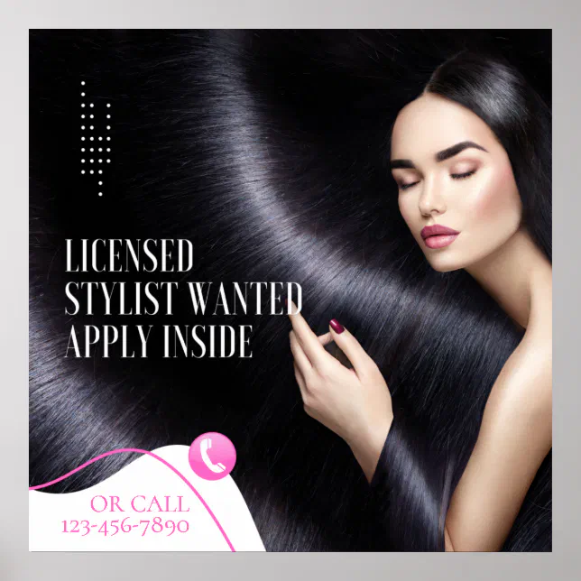 Customize Licensed Hair Stylist Wanted Apply Insid Poster | Zazzle