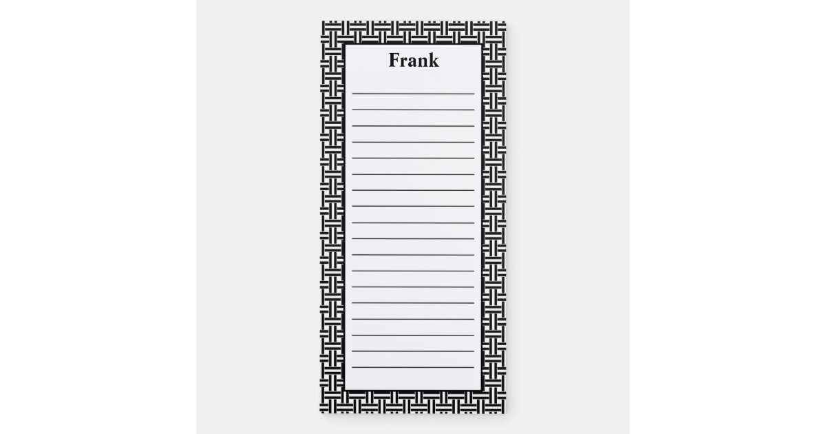 Customize Minimalist Black and White Pattern Lined Magnetic Notepad ... Customize Minimalist Black and White Pattern Lined Magnetic Notepad ...