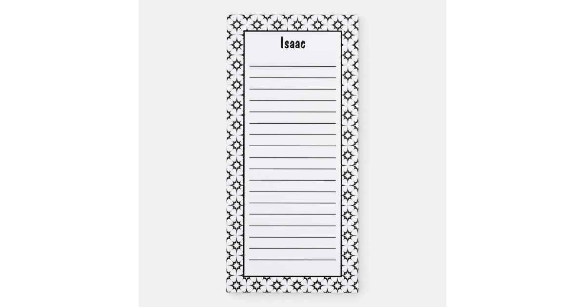 Customize Minimalist Black and White Star Lined Magnetic Notepad | Zazzle