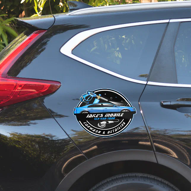 Customize Mobile Car Wash Detailing Blue Business Sticker | Zazzle