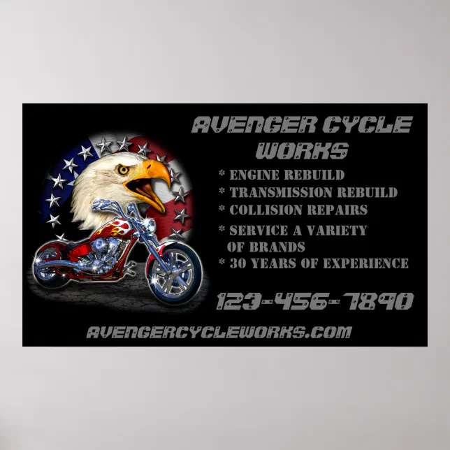 Customize Motorcycle Repair Shop Business Poster | Zazzle