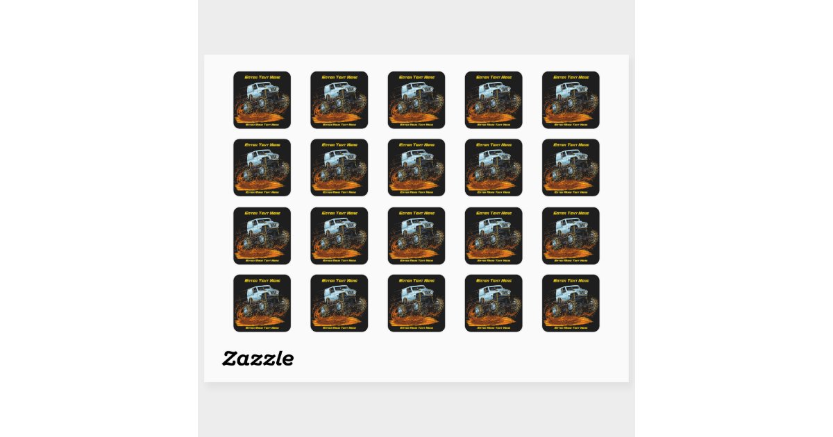 Customize Mud Bogging 4 X 4 Off Road Vehicle Square Sticker | Zazzle