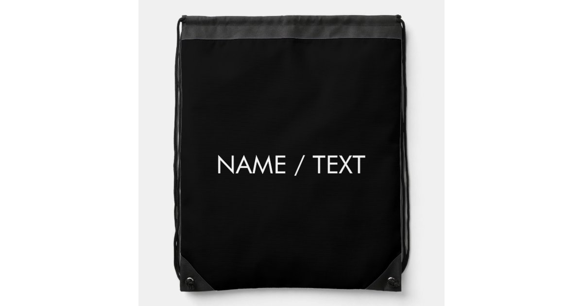 Customize Name text minimalist elegant black white Drawstring Bag | Zazzle
