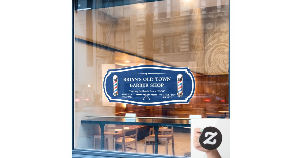 Customize Old Fashioned Barbershop Poles Front Window Cling | Zazzle