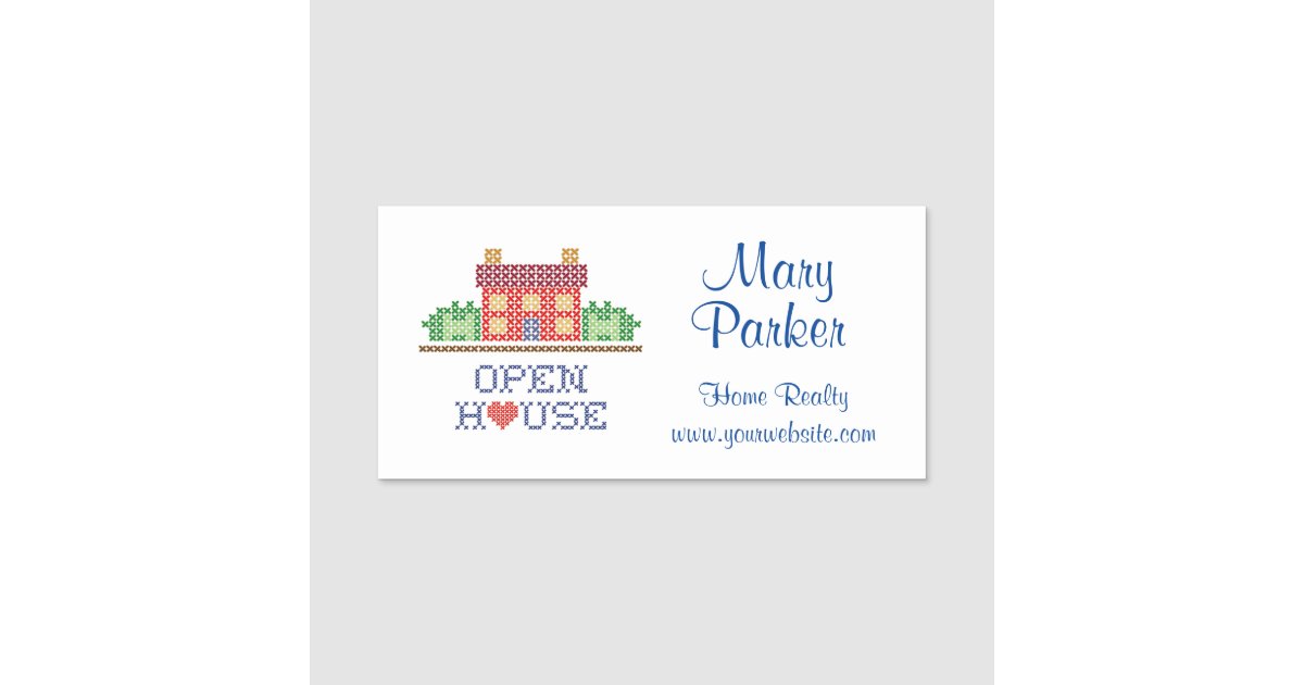 Customize Open House Pin Back Name Tag | Zazzle